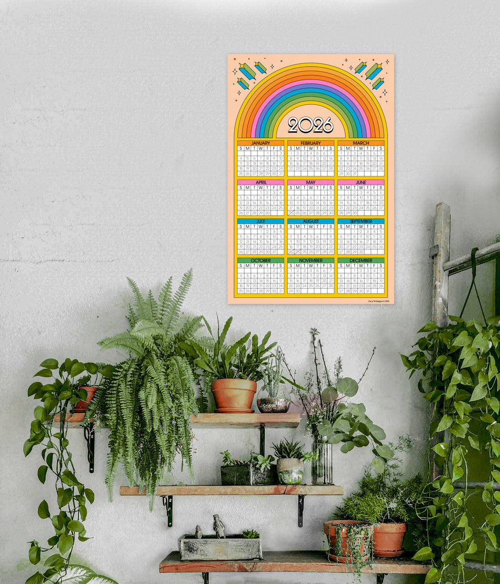 2026 Brite Rainbow Calendar Print – Circa 78 Designs